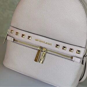 Michael Kors | Bags | Michael Kors Kenly Medium Backpack Pink Gold ...